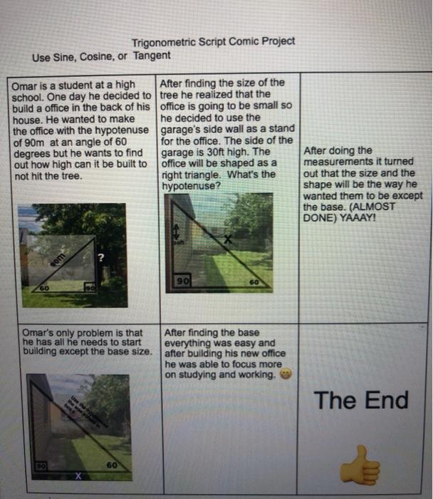 Solved Trigonometric Script Comic Project Use Sine, Cosine, | Chegg.com