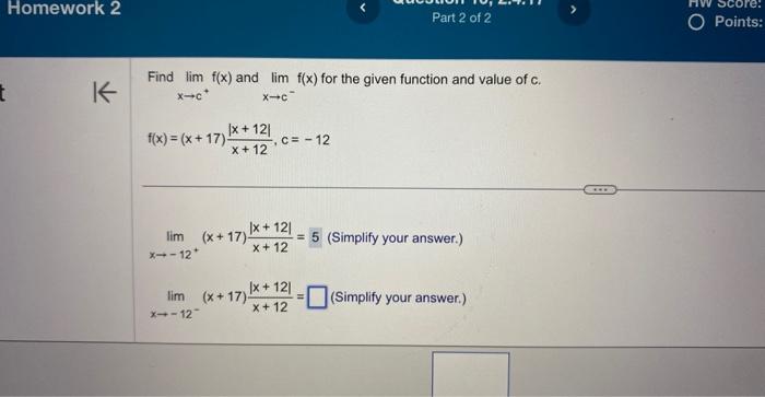Solved Find limx→c+f(x) and limx→c−f(x) for the given | Chegg.com