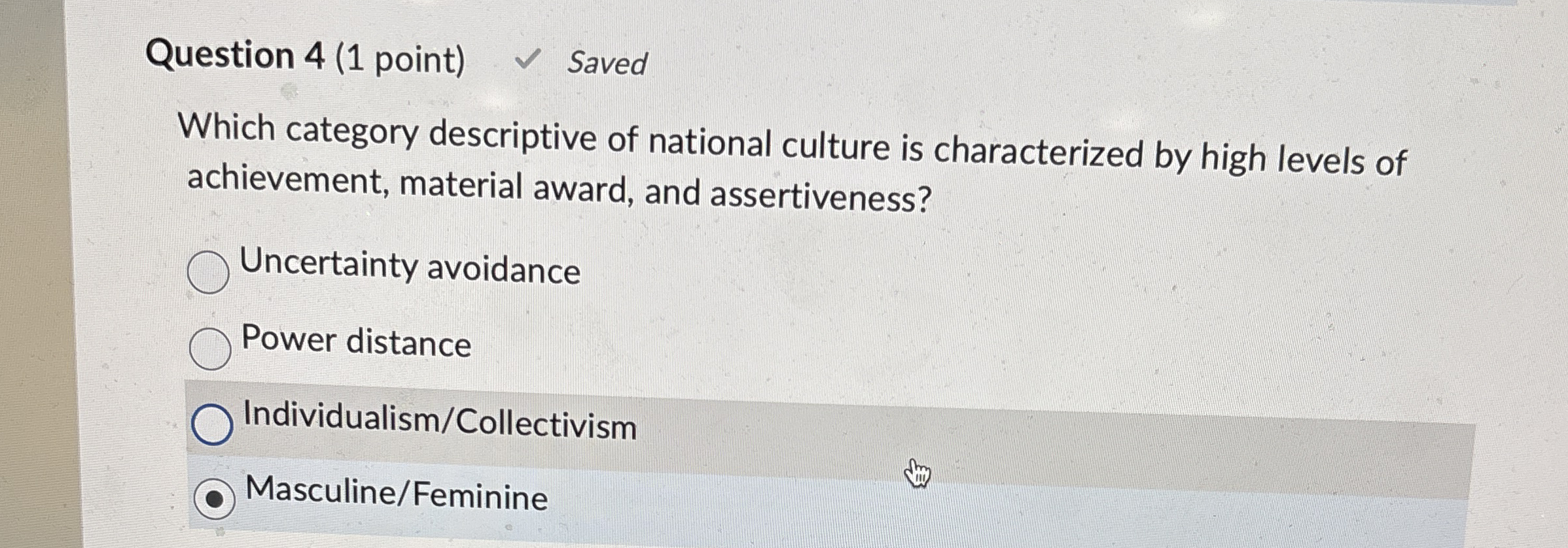 Solved Question 4 (1 ﻿point) ﻿SavedWhich category | Chegg.com
