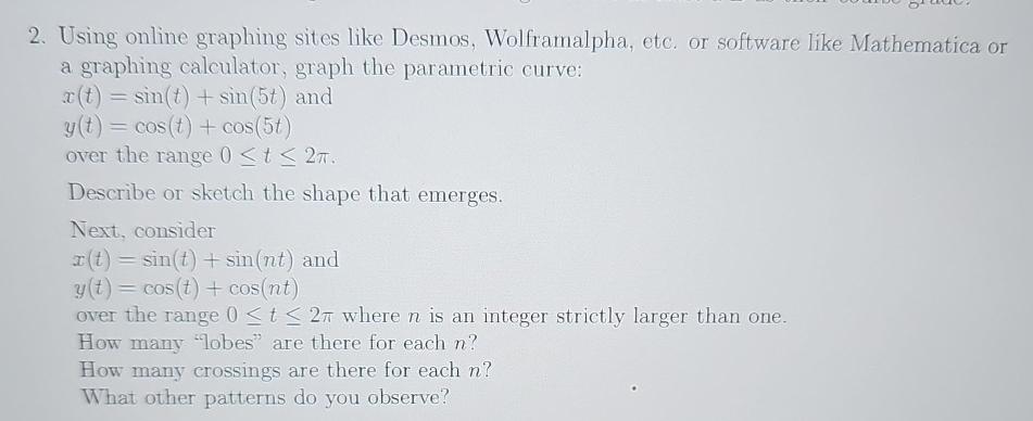 Solved Using online graphing sites like Desmos, | Chegg.com