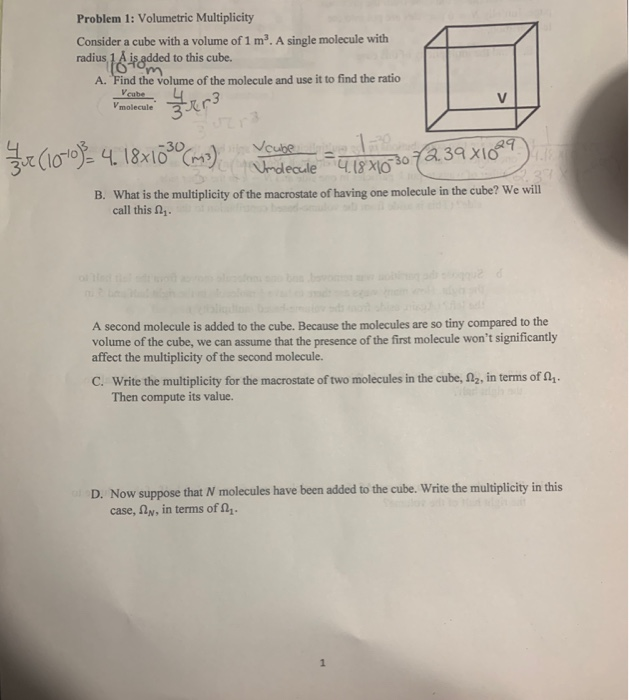 Solved Problem 1: Volumetric Multiplicity Consider a cube | Chegg.com