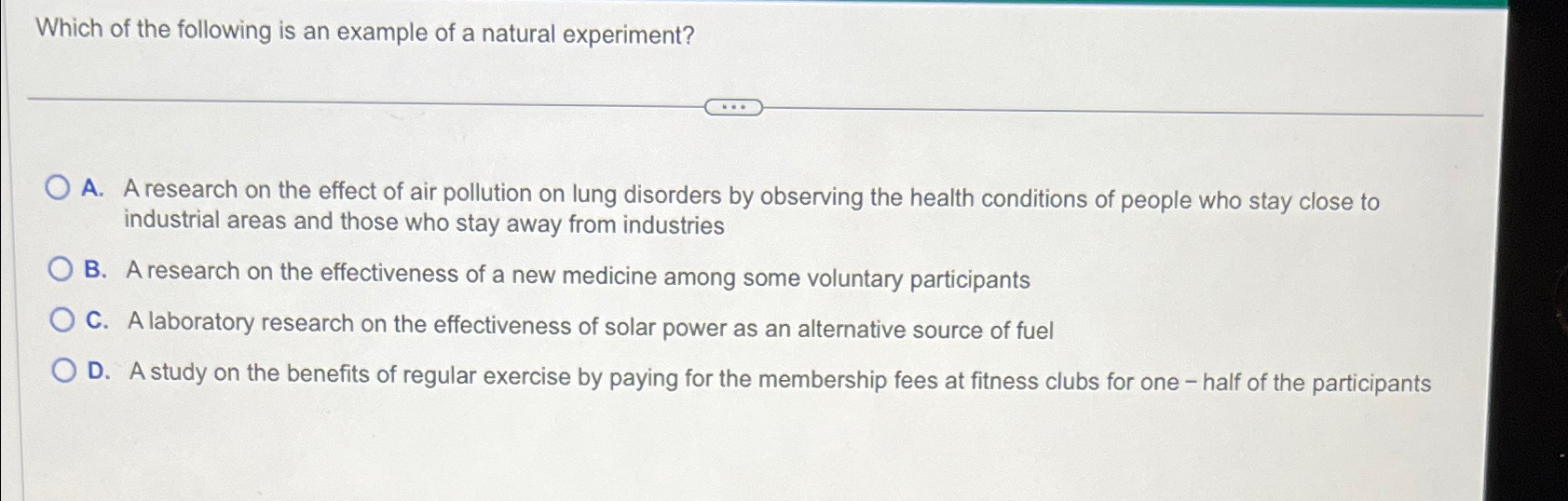 Solved Which of the following is an example of a natural | Chegg.com