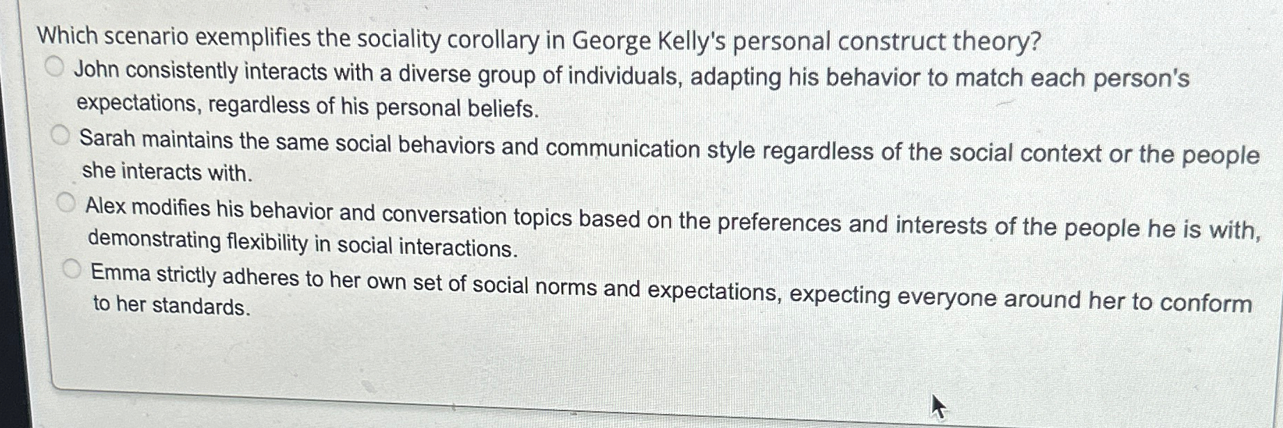 Solved Which scenario exemplifies the sociality corollary in | Chegg.com