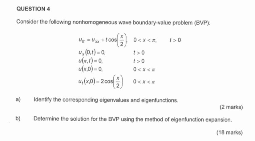 Solved QUESTION 4 Consider the following nonhomogeneous wave | Chegg.com