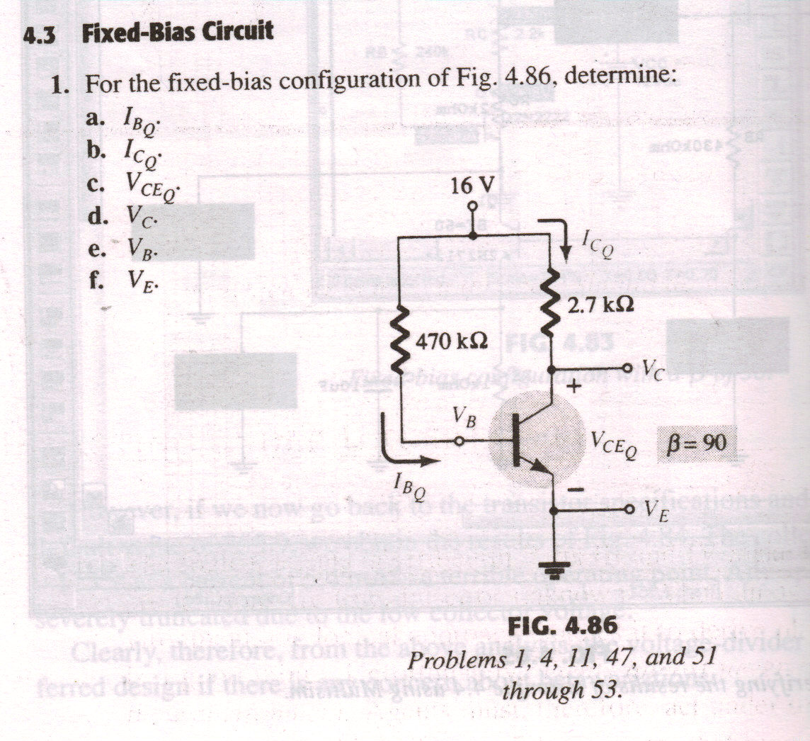 Solved For the fixed-bias configuration of Fig.4.86, | Chegg.com