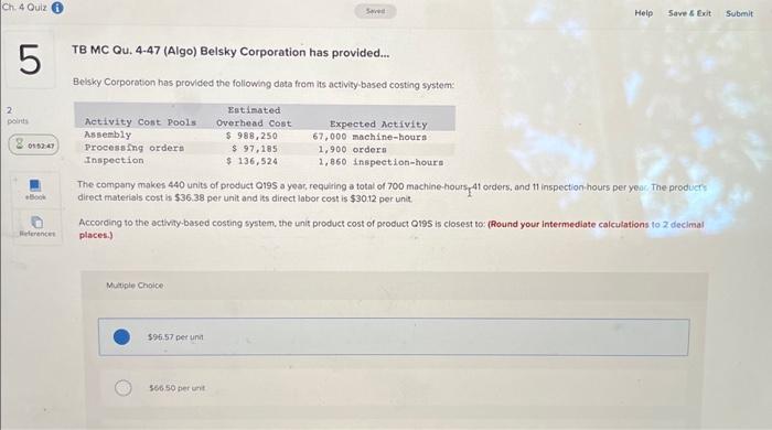 Solved TB MC Qu. 4.47 (Algo) Belsky Corporation has | Chegg.com