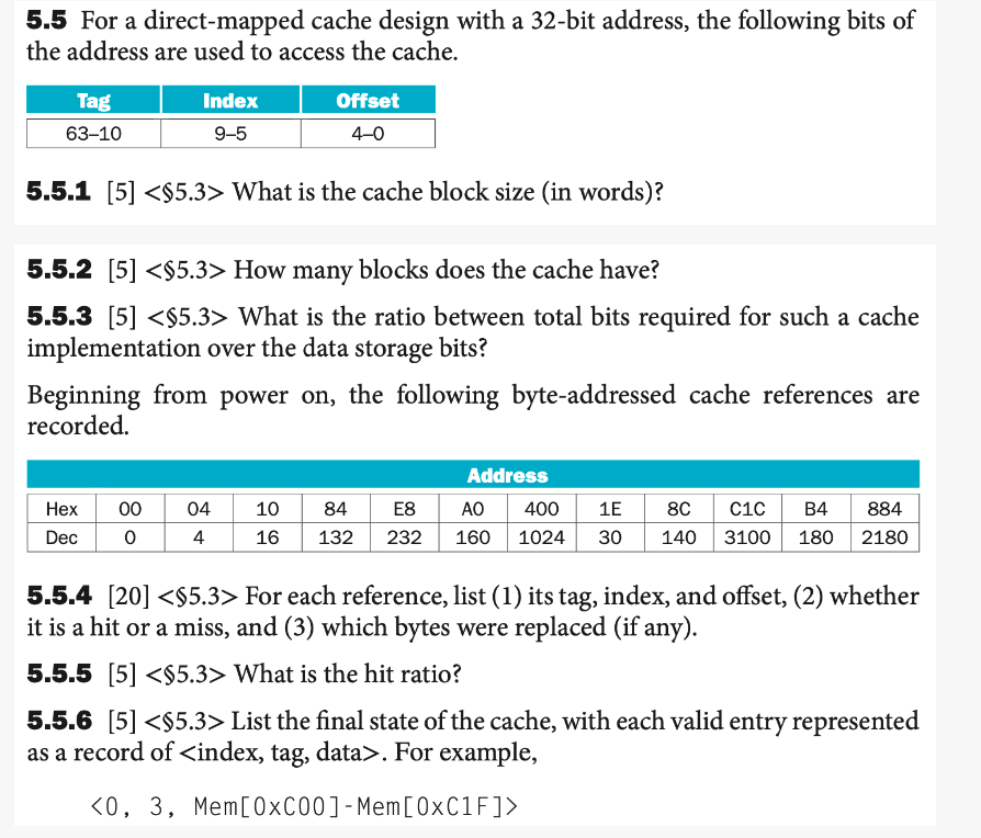Solved 5.5 ﻿For a direct-mapped cache design with a 32-bit | Chegg.com