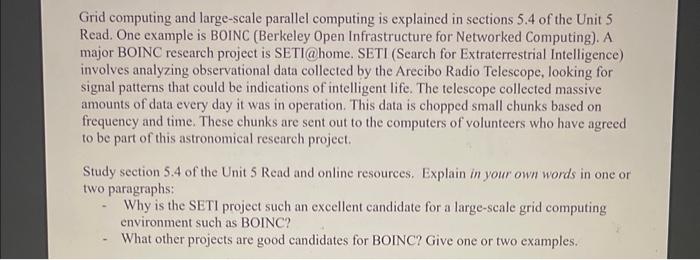 Solved Grid Computing And Large Scale Parallel Computing Is