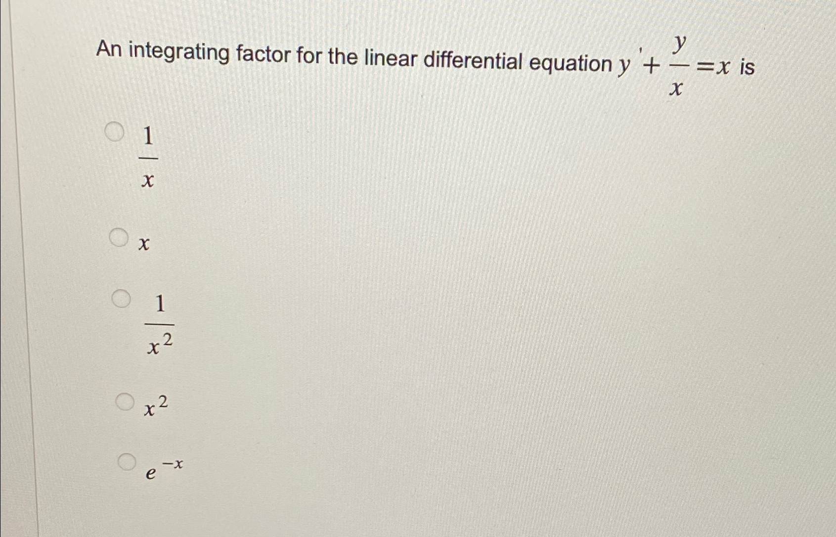 Solved An integrating factor for the linear differential | Chegg.com