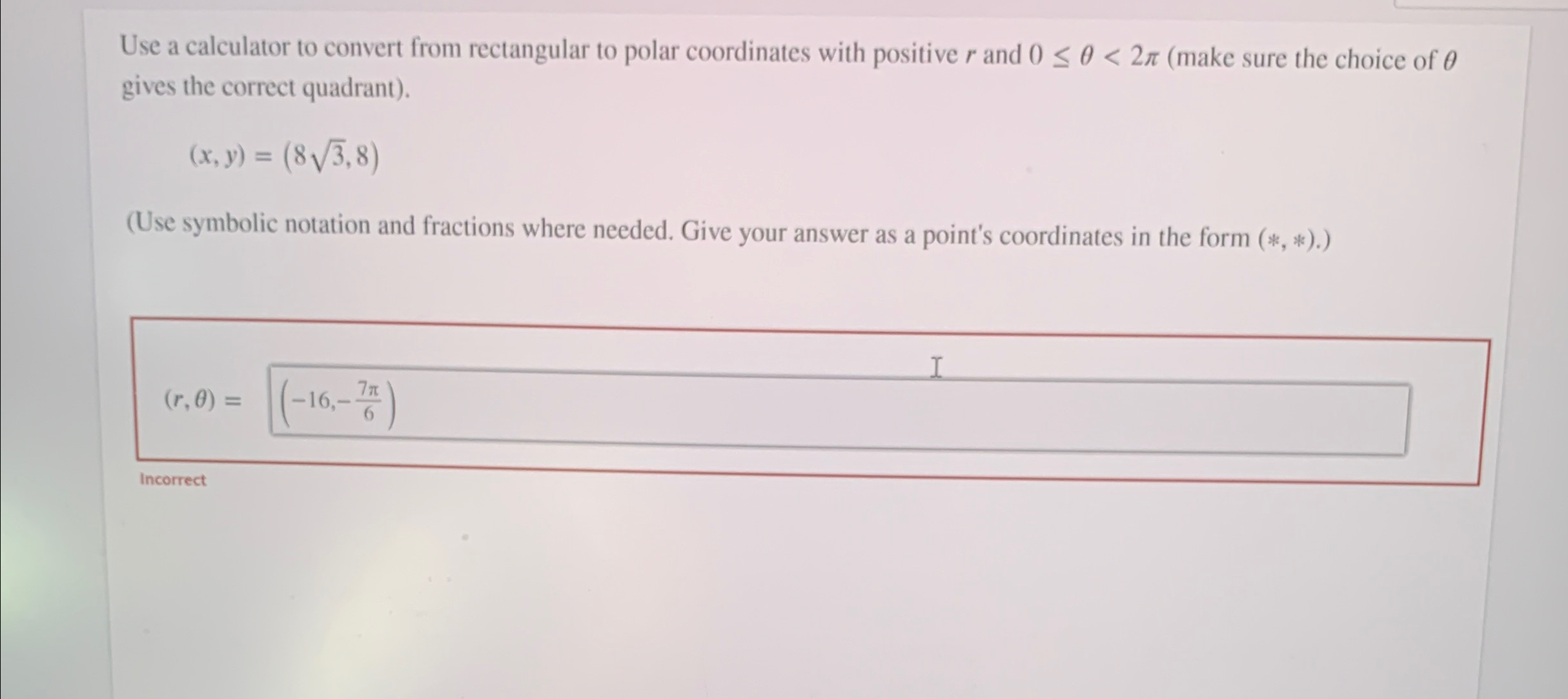 Solved Use a calculator to convert from rectangular to polar | Chegg.com