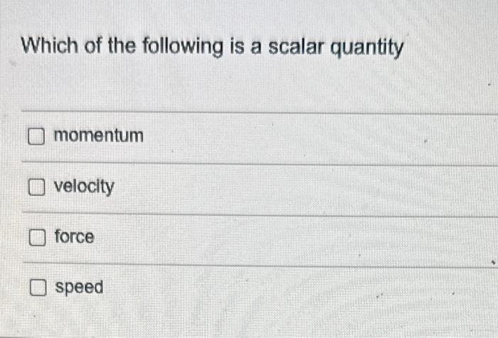 Solved Which of the following is a scalar quantity momentum | Chegg.com