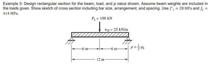Solved Example 5: Design rectangular section for the beam, | Chegg.com