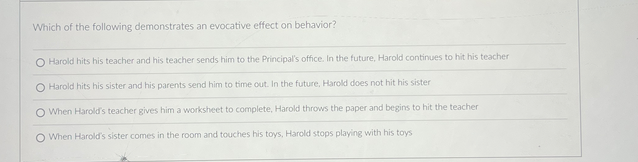 Solved Which of the following demonstrates an evocative | Chegg.com