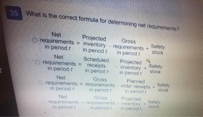 Solved 35 What is the correct formula for determining net | Chegg.com