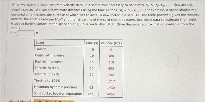 Solved When we estimate distances from velocity data, it is | Chegg.com