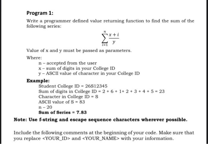 Solved Program 1: Write a programmer defined value returning | Chegg.com