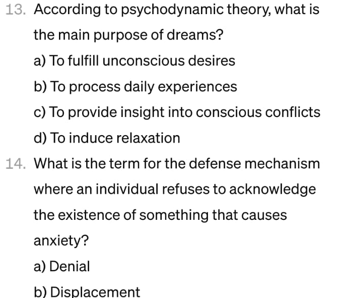 Solved According to psychodynamic theory, what is the main | Chegg.com