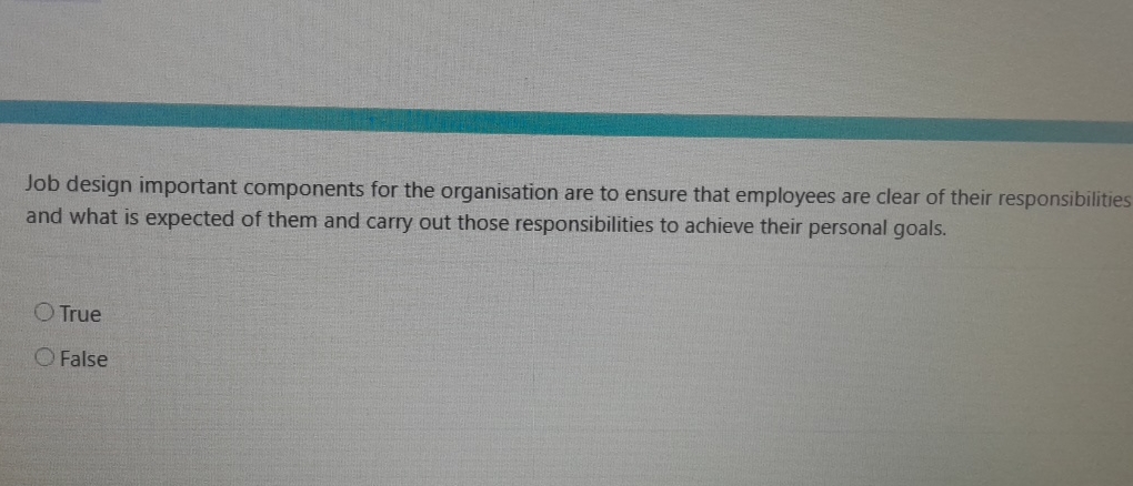 Solved Job design important components for the organisation | Chegg.com