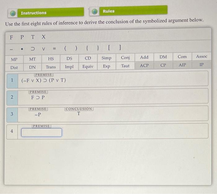 Solved Instructions Use the first eight rules of inference | Chegg.com