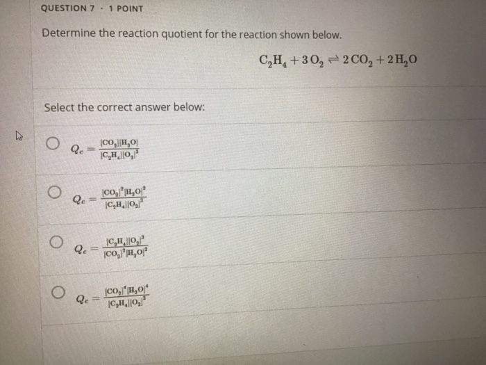 Solved QUESTION 7.1 POINT Determine the reaction quotient | Chegg.com
