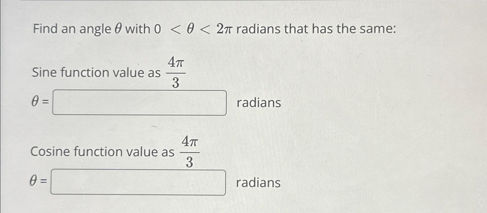 Find an angle θ ﻿with 0