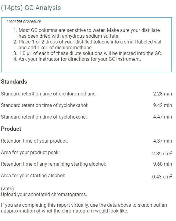 Solved (14pts) ﻿GC AnalysisFrom the procedureMost GC columns | Chegg.com