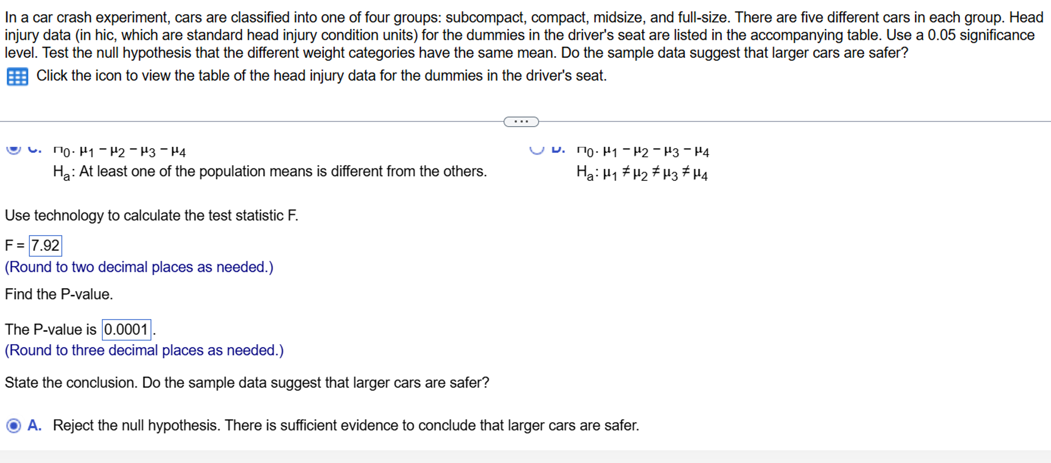 Solved Data tablePrintIn a car crash experiment, cars are | Chegg.com