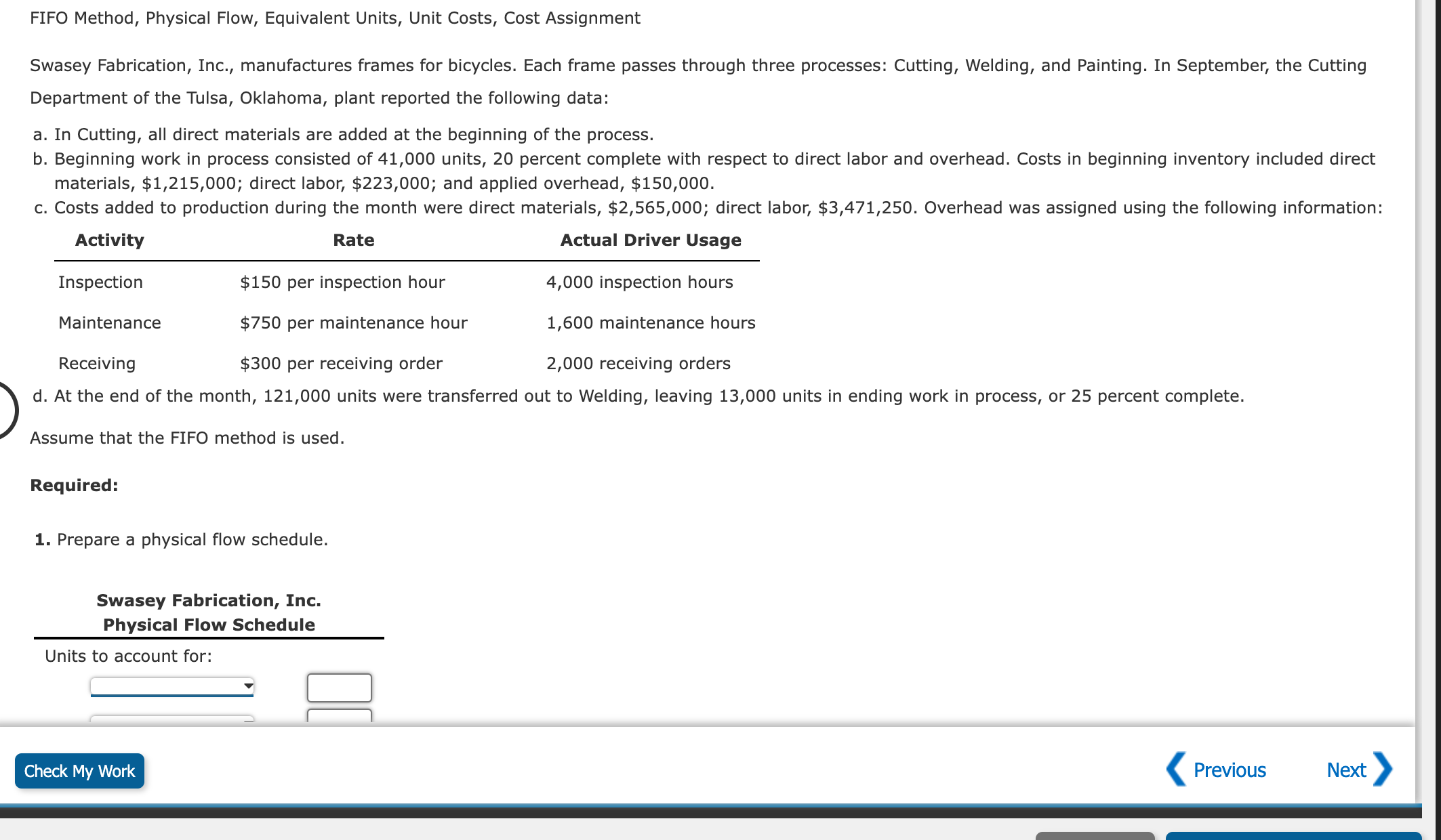 FIFO Method, Physical Flow, Equivalent Units, Unit | Chegg.com