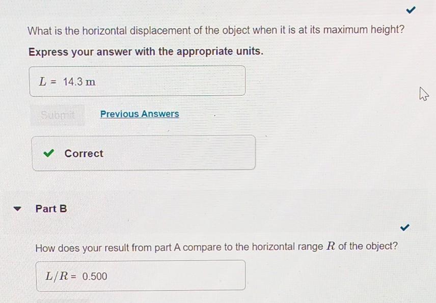 Solved What is the vertical displacement of the object when | Chegg.com