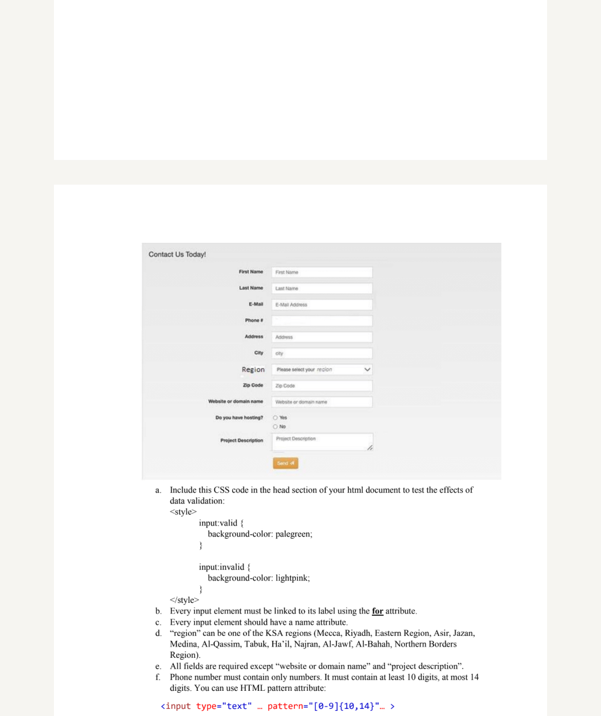 Solved a. ﻿Include this CSS code in the head section of your | Chegg.com