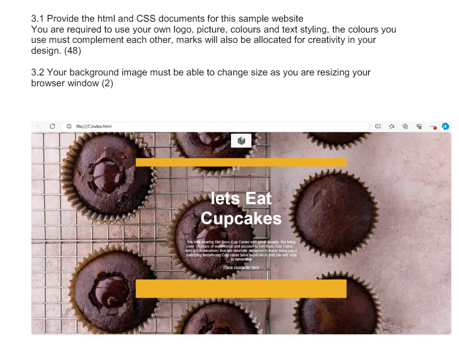 Solved 3.1 ﻿Provide the html and CSS documents for this | Chegg.com