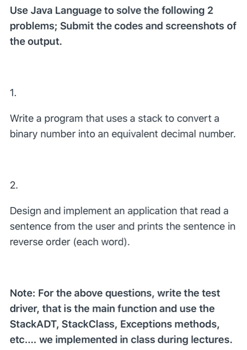 Solved Use Java Language to solve the following 2 problems; | Chegg.com