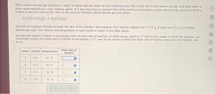 Solved When carbon dioxide gas dissolves in water, it reacts | Chegg.com