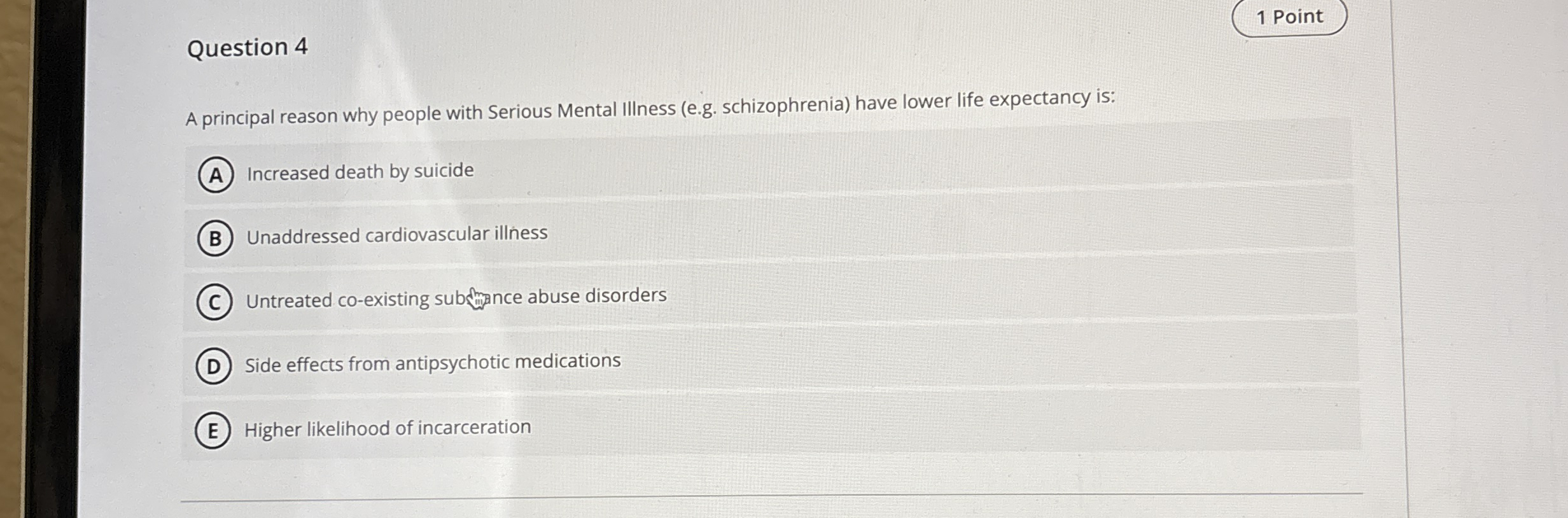 Solved Question 41 ﻿PointA principal reason why people with | Chegg.com