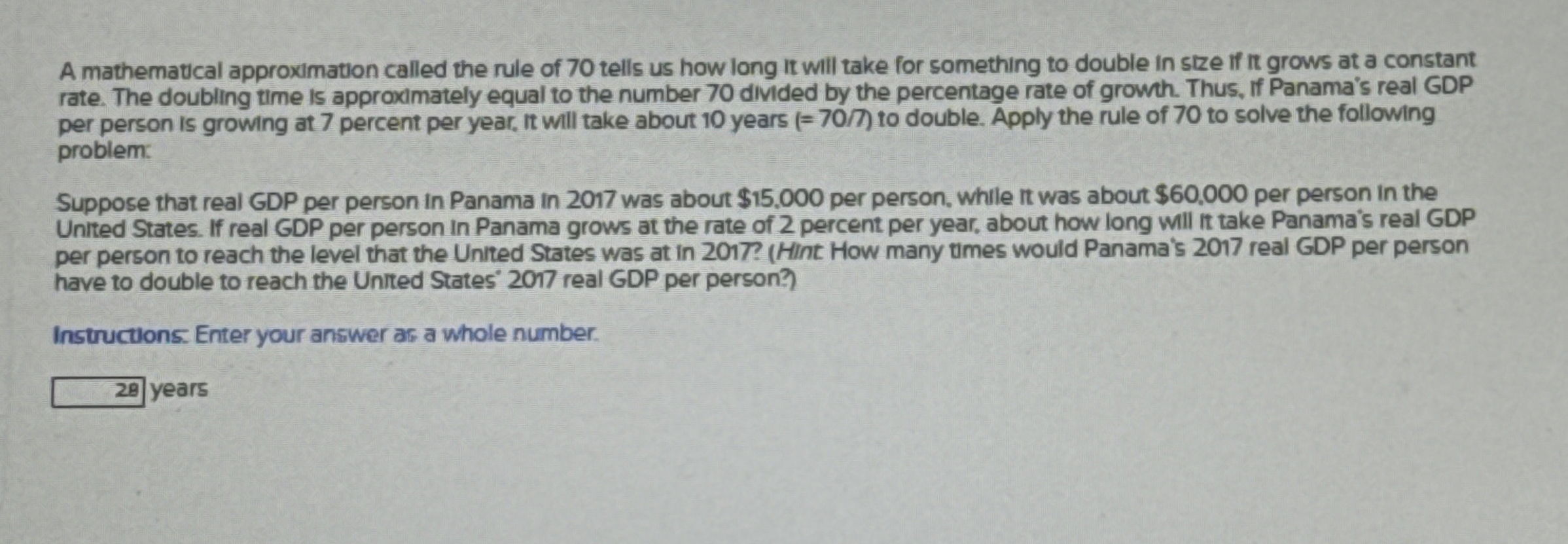 Solved A mathematical approximation called the rule of 70 | Chegg.com