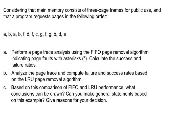 Solved Considering that main memory consists of three-page | Chegg.com