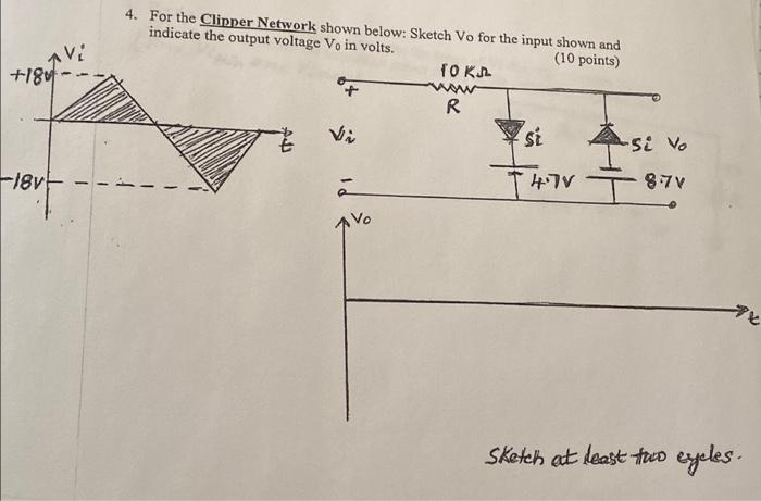 Solved vi +184 4. For the Clipper Network shown below: | Chegg.com