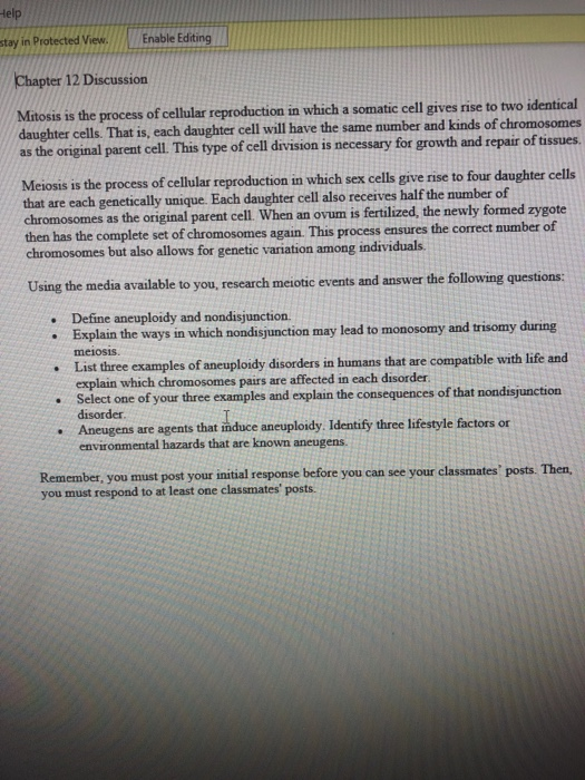 Solved Help stay in Protected View Enable Editing Chapter 12 | Chegg.com
