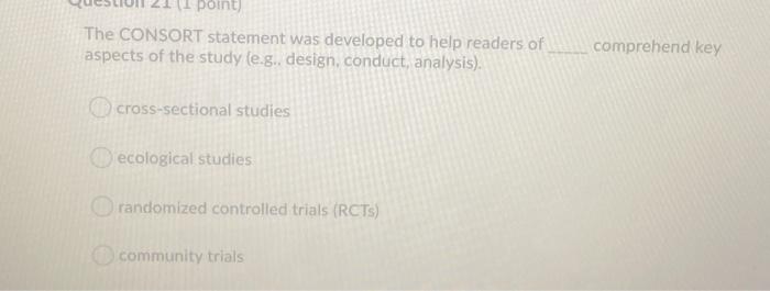 Solved point) The CONSORT statement was developed to help | Chegg.com