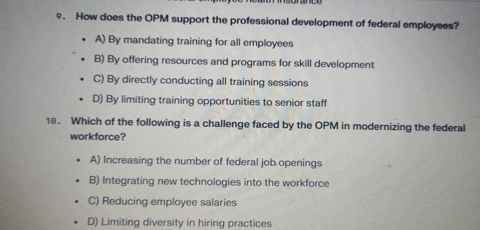 Solved How does the OPM support the professional development | Chegg.com