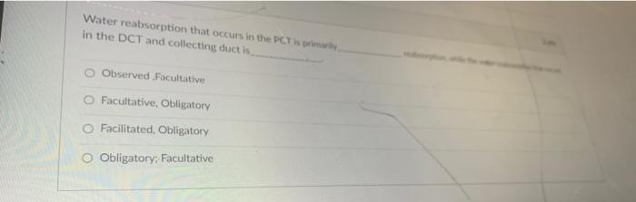 Solved Water reabsorption that occurs in the PCT is in the | Chegg.com