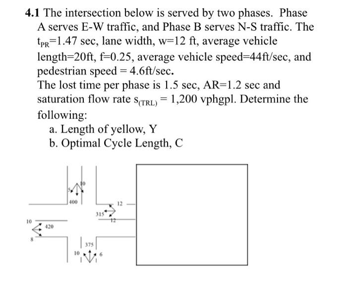 Solved 4.1 The intersection below is served by two phases. | Chegg.com