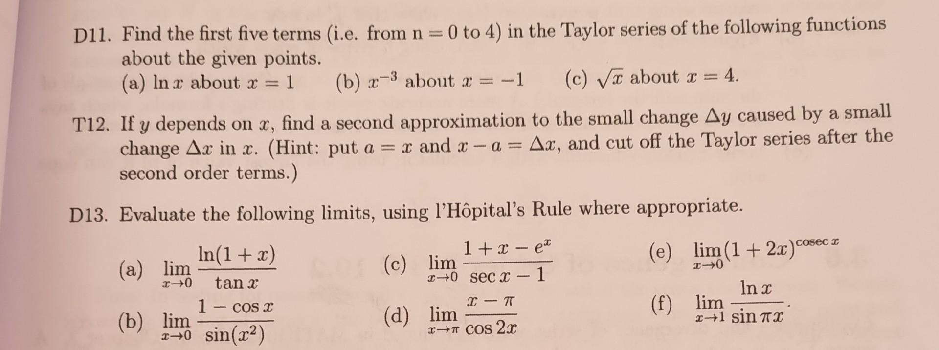 Solved D11. Find the first five terms (i.e. from n=0 to 4 ) | Chegg.com