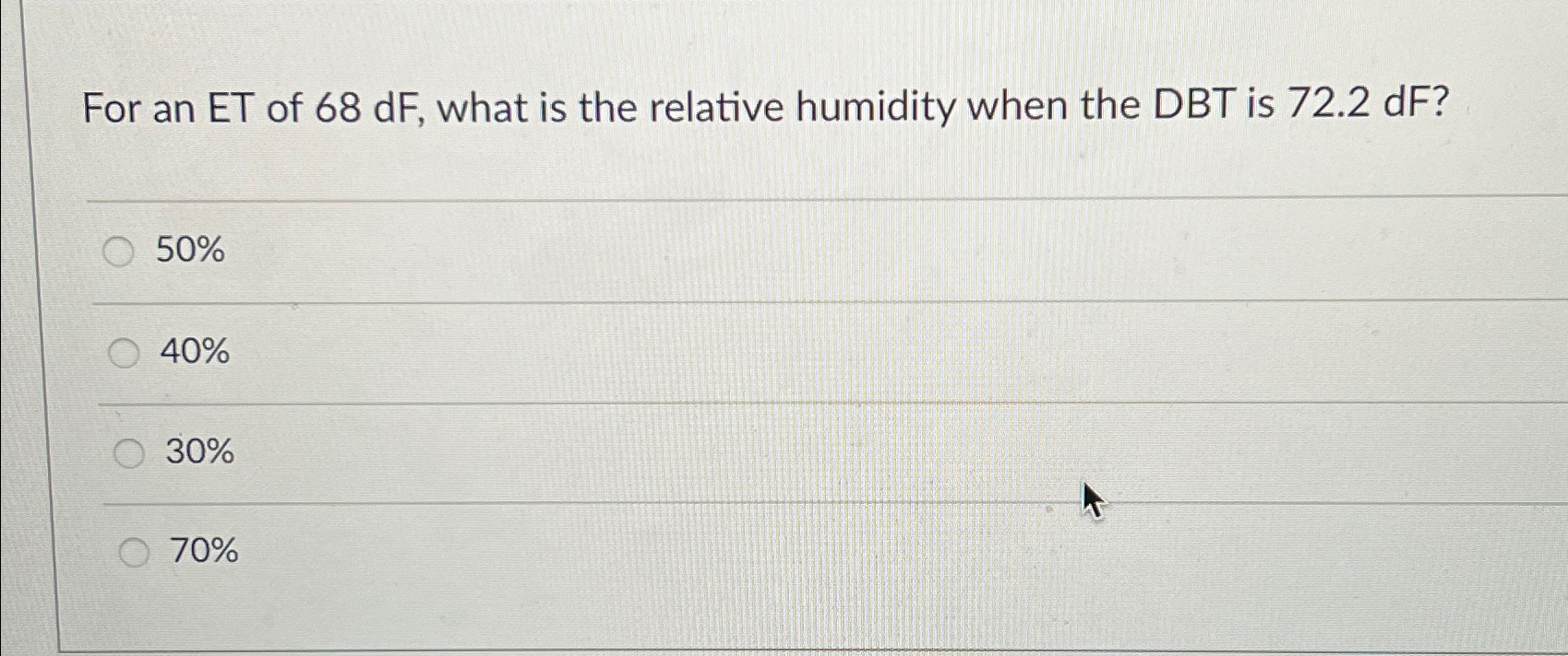 Solved For an ET of 68dF, ﻿what is the relative humidity | Chegg.com