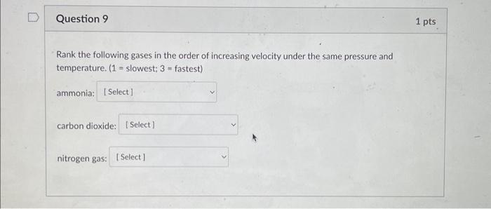 Solved Rank the following gases in the order of increasing | Chegg.com