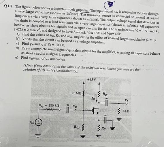 Solved Q II) ﻿The figure below shows a discrete-circuit | Chegg.com