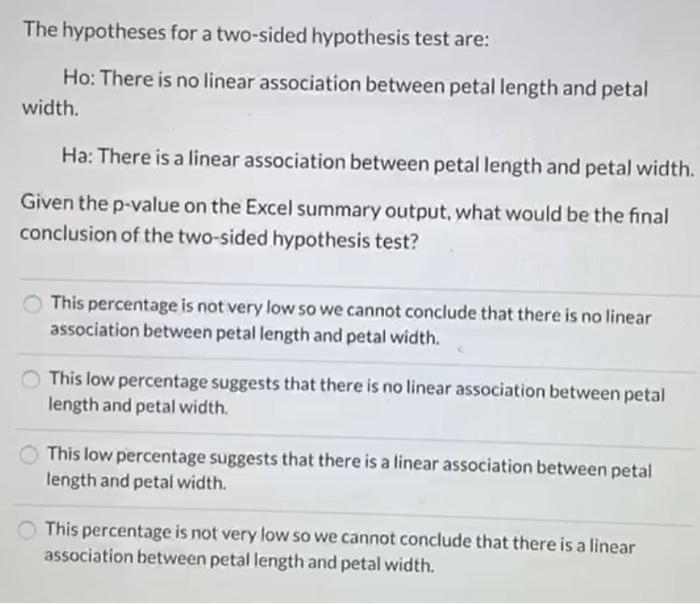 Solved The hypotheses for a two-sided hypothesis test are: | Chegg.com
