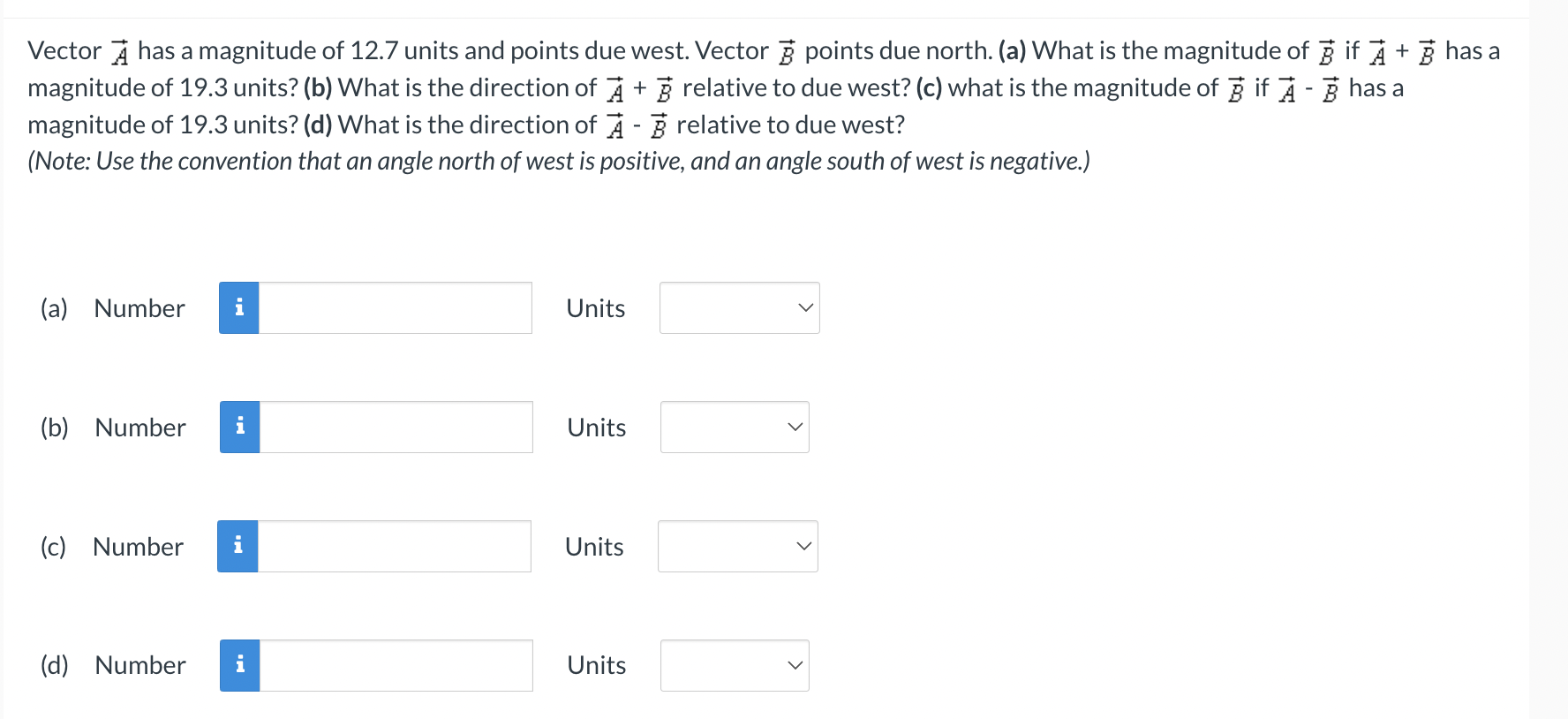 Solved Vector vec(A) ﻿has a magnitude of 12.7 ﻿units and | Chegg.com