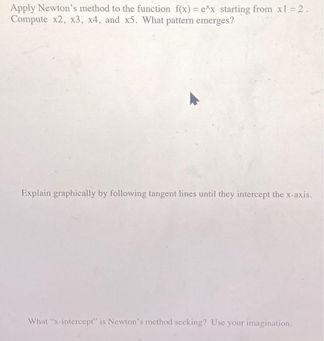 Solved Apply Newton's method to the function f(x)=e∧x | Chegg.com