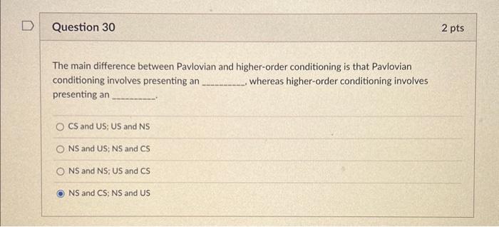 Solved The main difference between Pavlovian and | Chegg.com